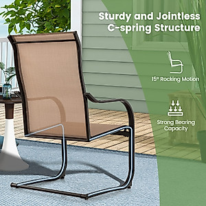 Giantex Patio Chairs Set of 2, High Back Outdoor Chairs w/Sled Base, All Weather Fabric, Heavy Duty Metal C-Spring Frame, Outside Dining Chairs for Lawn Deck Porch Balcony Backyard Pool