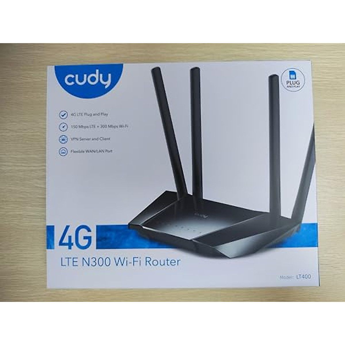 Cudy N300 WiFi Unlocked 4G LTE Modem Router with SIM Card Slot, 300Mbps WiFi, LTE Cat4, EC25-AFX Qualcomm Chipset, 5dBi High Gain Antennas, FDD, DDNS, VPN, Cloudflare, Plug and Play, LT400