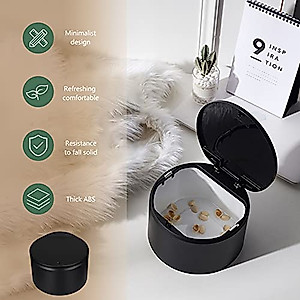 STOBAZA 1pc Countertop Black Kitchen Office Storage Garbage Rubbish with Litter Lid Plastic Wastebasket Organizer Coffee Can Desktop Tiny Type Container Small Stylish Mini Room Trash
