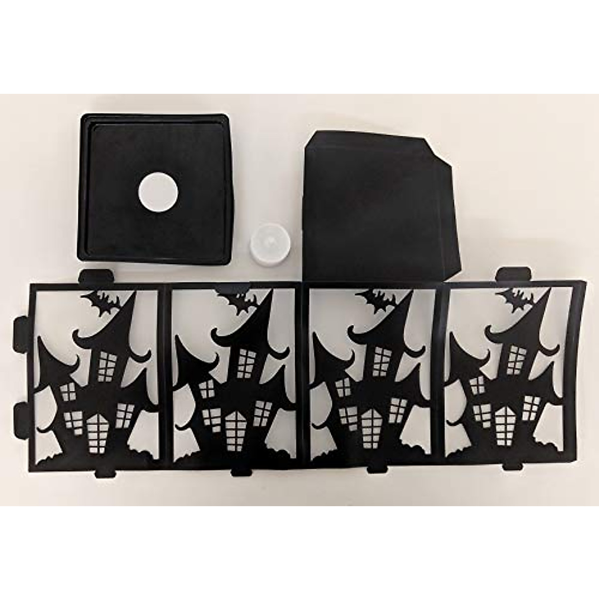 Halloween PVC Haunted House Bat and Spider Decorative Lanterns Battery Powered LED Light Up Electric Votive Candle Tea Light Foldable Collapsible -Set of 2