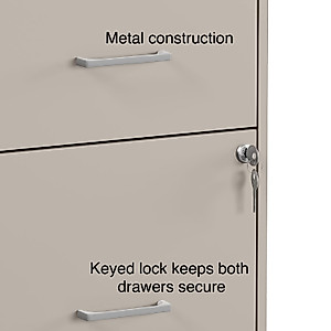 Staples 2806662 2-Drawer Vertical File Cabinet Locking Letter Putty/Beige 18-Inch D