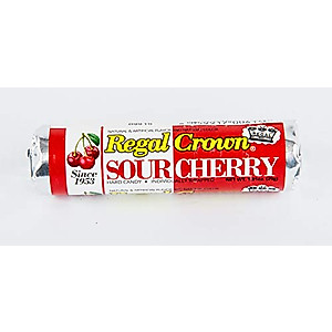 Regal Crown Sour Cherry Candy Rolls | Traditional Sour Cherries Candy | Tart and Tangy Old Fashioned Sour Cherry Hard Candy Brought To You By Iconic Candy | 24 Count