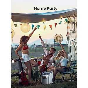 Kndko Ice Cube Maker Machine Countertop, 2 Ways to Add Water, 45Lbs/Day, 24 Pcs Ready in 13 Mins, 2.6 lbs Capacity, Ice Makers Countertop with 24H Timer for Home Bar RV,Stainless Steel Ice Maker