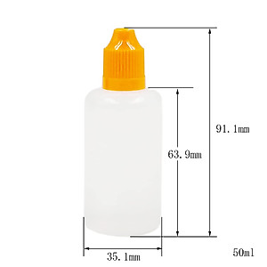 NANSHINE 50MLx20 LDPE Plastic Dropper Bottles Empty Squeeze Liquid Eye Dripper Containers with Child Resistant Cap(Bottles + Mixing Color Caps + Tips+label)