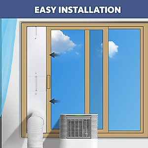 Alpine Hardware Portable Air Conditioner Window Kit with Coupler Adjustable Window Seal for AC Unit, Sliding AC Vent Kit for Exhaust Hose, Universal for Ducting with 5.9 Inches Diameter