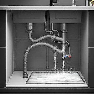 Under Sink Mat,34"X22" Under Sink Mat For Kitchen,Silicone Under Sink Liner,Wa-terproof Kitchen Cabinet Tray,Kitchen Bathroom Cabinet Mat And Protector For Drips Leaks Spills(size:33.86 x 22.05inch)