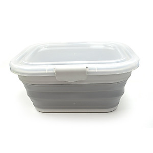 SAMMART 19.5L Collapsible Storage Basket with Lid - Foldable Pop Up Storage Container/Organizer - Portable Washing Tub - Space Saving Hamper/Basket with Lid (Grey)