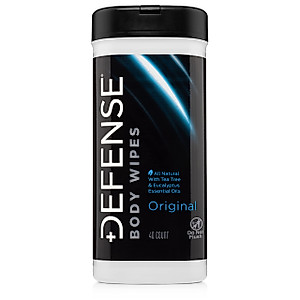 Defense Soap Body Wipes with 100% Natural Tea Tree Oil and Eucalyptus Oil | Post Workout, Sport, Wrestling, Camping, Shower Wipes for Men and Women. 40 Count (Pack of 4)