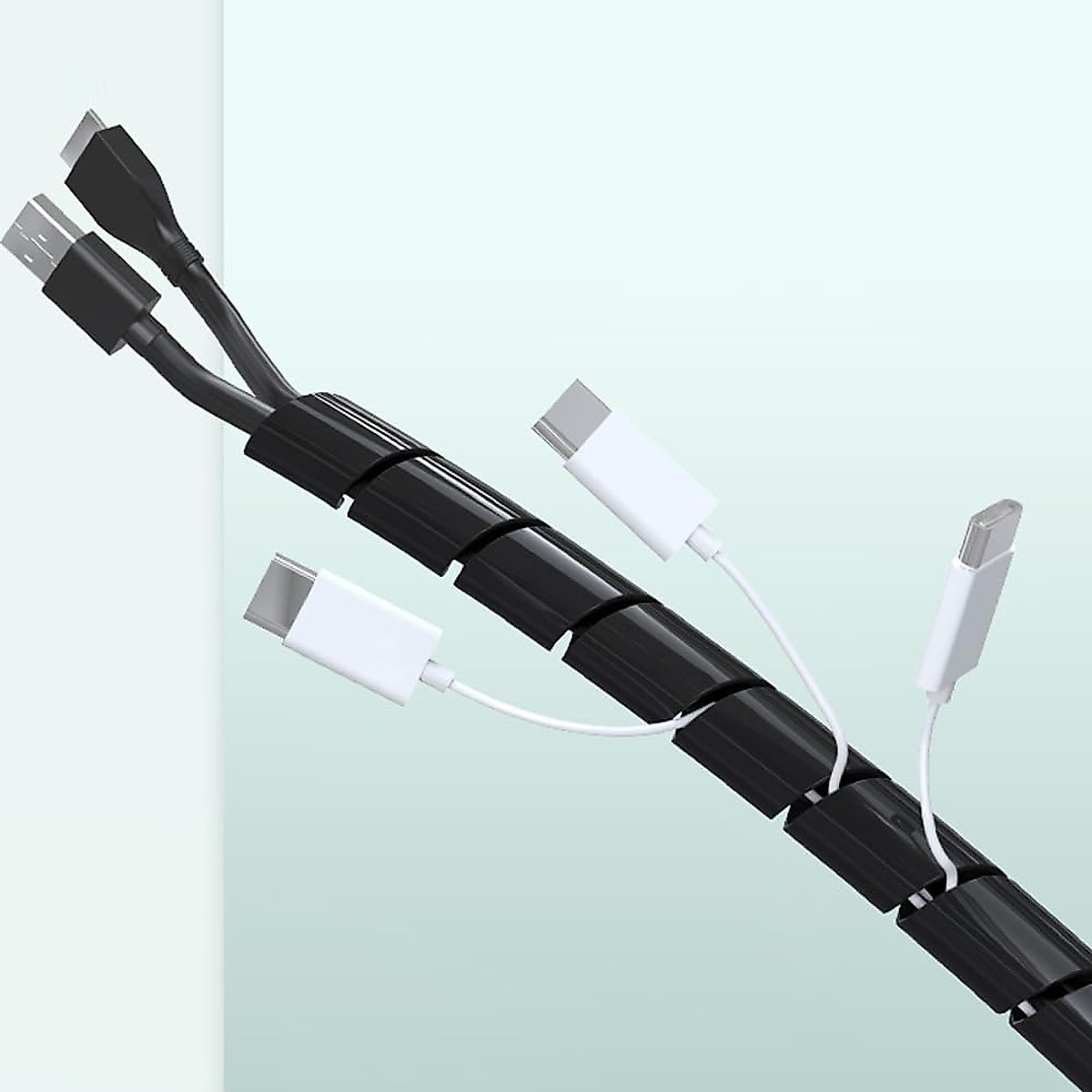 1/4" Spiral Cable Wrap - Wrapping Range:4mm-50mm- Spiral Wire Wrap Cord Covers Bundle Sleeve Hose for Computer Electrical Wire Organizer