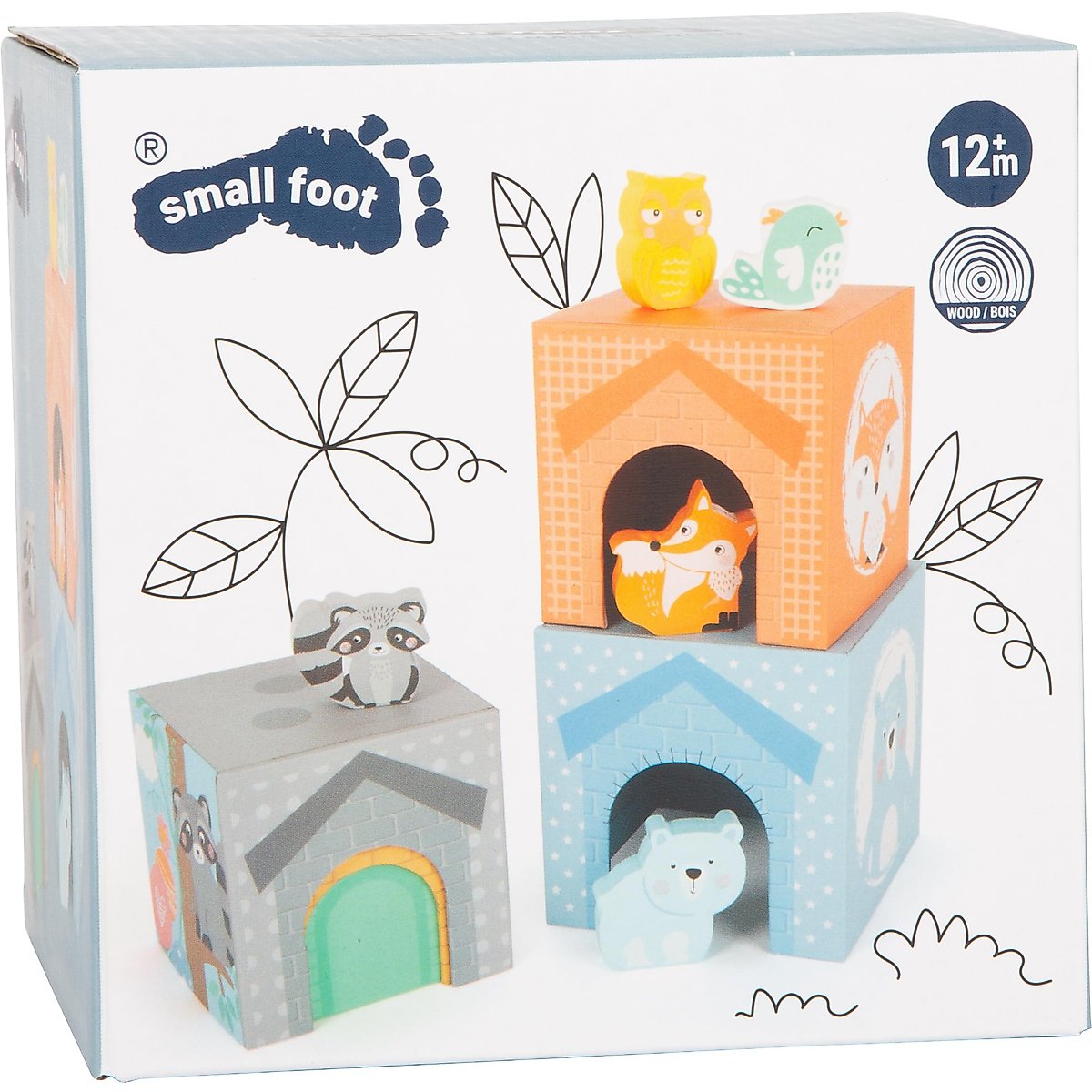 Pastel Animals Stacking Tower by Small Foot – Nesting and Stacking Cups – Building Blocks Develop Fine Motor Skills – Classic 10 Piece Educational Game for Toddlers – Ages 12+ Months