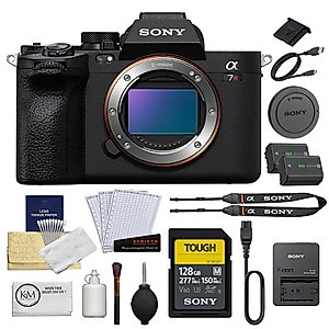 Sony Alpha a7R V Mirrorless Digital Camera Body Bundle with 128GB Tough Memory Card + Extra NP-FZ100 Lithium-Ion Battery + Screen Protectors + Camera Cleaning Kit + Cleaning Cloth (6 Items)