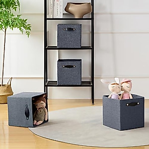 FABINADO Thickened Storage Cubes, 13x15 Inch Foldable Storage Cuby Bin with Dual Handles for Kallax, Slate Gray, 3 Pack