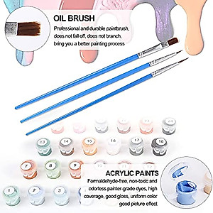 CAYUDEN Paint by Numbers for Adults, 16 x 20 Acrylic Paint by Numbers for Adults Beginner Kids Numbers Painting Kit with 3 Brushes Castle Night Watercolor Paints Adult Paint by Numbers Kits Canvas