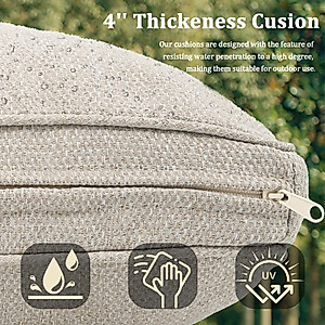 LUMIINOFAMI 4 Pieces Swivel Rocker Outdoor Chairs, 360° Swivel Wicker Patio Furniture with 4'' Thickness Cushion, Rattan Swivel Rocker Chair for Backyard Porch Garden