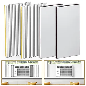 LBG Products Window AC Side Panels,Double Layers Adjustable Side Panel Kit with Air Conditioner Foam Insulation Panels, White