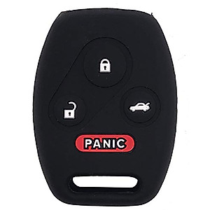 4 Buttons Protector Silicone Key Fob Cover Skin Jaket For Honda 2003-2012 Accord 2006-2013 Civic EX 2009-2015 Pilot 2005-2006 CR-V Ridgeline Odyssey Key Fob (Black)
