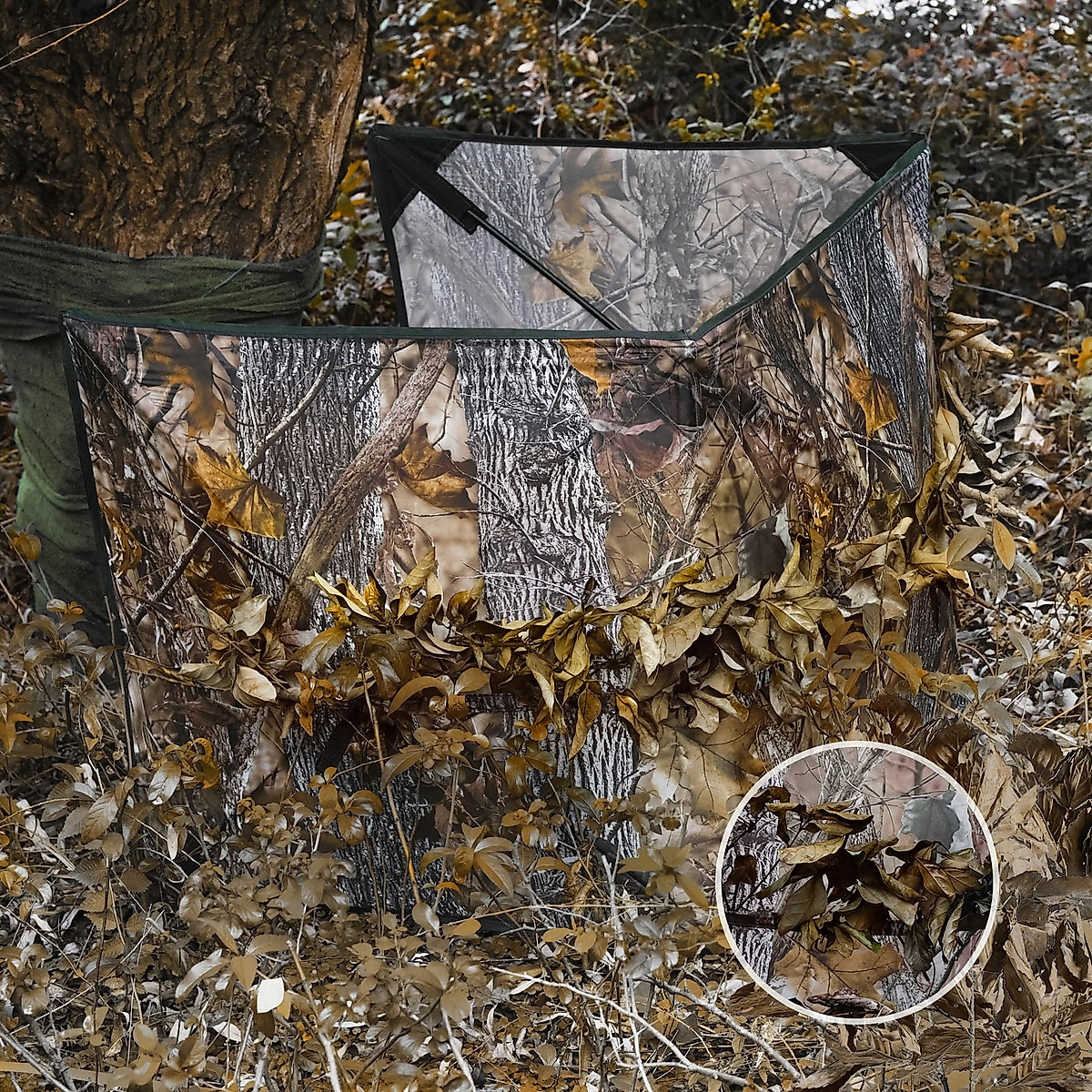 WTVIDAS Pop Up Ground Blind,Portable Hunting Blind for Duck Turkey,Ground Blinds for Deer Hunting,Quick Setup Lightweight Three-Panel Hunting Camouflage Accessory