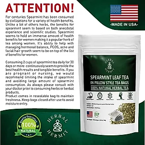 Spearmint Tea (50 Tea Bags) with Natural Spearmint Leaves Herbal Tea in Caffeine Free Easy to Use Tea Bags