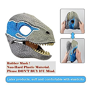 RRANYF Dinosaur Mask,Dino Mask Moving Jaw Decor, Movable Dragon,Costumes Party Christmas Gifts for Kids,Cosplay Party Birthday Halloween Christmas Kids Adult (Blue Mix Grey)