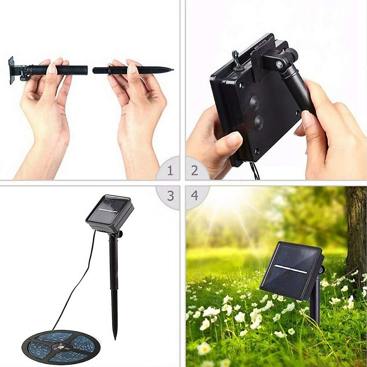 Fawcotu LED Strip Light,Waterproof Ribbon Solar Powered Christmas Fairy Light for Garden Home Decor,Cuttable(Warm White,Size:1m)