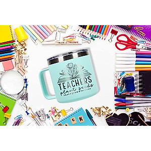 Teacher Appreciation Gifts for Women - Coffee Tumbler Mug for Teachers - Unique Gift Cup for Teaching, Birthday, Thank You, Best Friend, Coworker, Colleague, Her, Must Haves, Travel - 14oz (Mint)