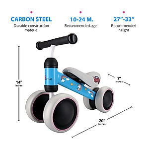 Jovial Giraffe Print Balance Bike with 1.0 Inch Wheels, Medium