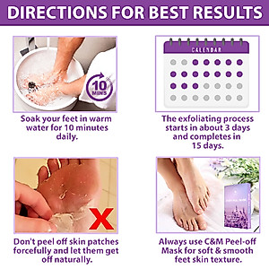 Foot Peel Mask by C&M Goods Co, Callus Remover for Feet 3 Pack of Foot Exfoliator Peeling Mask, Repairs Cracked Heels, Dead Skin, Baby Soft Smooth Touch Feet, Foot Callus Remover for Men and Women