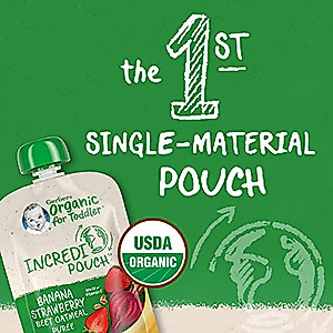Gerber Organic Baby Food Pouches, 2nd Foods for Sitter, Incredipouch, Bananas and Mango, 3.17oz Pouches (Pack of 12)