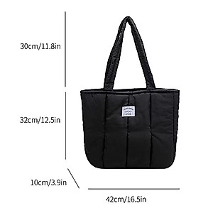Puffer Tote Bag for Women Puffy Shoulder Bag Quilted Cotton Padded Large Purses and Handbags