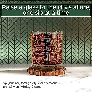 Greenline Goods Whiskey Glasses - 10 Oz Tumbler Gift Set for Philadelphia lovers, Etched with Philadelphia Map | Old Fashioned Rocks Glass - Set of 2