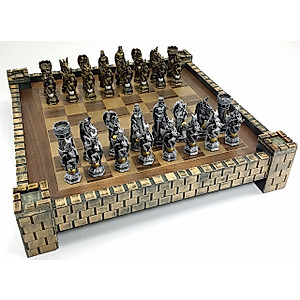 HPL King Arthur Camelot Knights Medieval Times Dragon Fantasy Chess Set W Castle Board 17"
