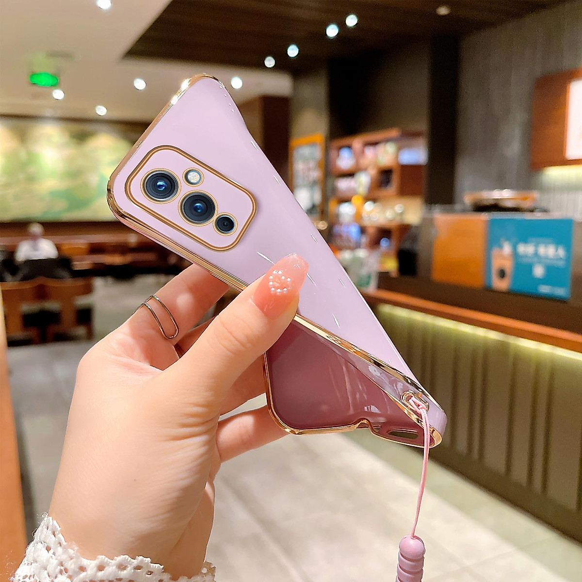 KuDiNi for Oneplus 9 Case, Oneplus 9 Phone Case for Women Girls Electroplating Cute Luxury Bling Aesthetic Trendy Pretty, Full Camera Soft TPU Protection Shockproof Cover for Oneplus 9 (Violet)