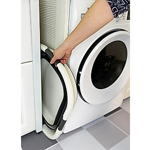 SAMMART 40L (10.5 gallon) Collapsible Plastic Laundry Basket - Foldable Pop Up Storage Container/Organizer - Portable Washing Tub - Space Saving Hamper/Basket (2, Grey/Washed Black)