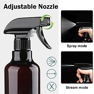 Plastic Spray Bottles Empty Spray Bottle 16.9oz/500ml 2 Pack Heavy Duty Spraying Bottles Mist/Stream Water Bottle for Cleaning Solutions, Essential Oils, Hair, Cooking (Amber)