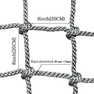 Outdoor Climbing net for Kids Adults, Backyard Playground net, Durable Climbing Cargo net Rope Ladder for Balcony Railing Protection, Stair Fall Prevention, attic Ceiling Decoration.(Size:2m* 2m)