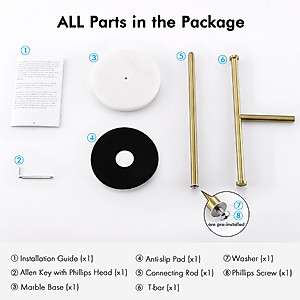 KES Gold Towel Rack Countertop, Hand Towel Stand 16.5" Height T-Shape Bath Towel Rack, Hand Towel Holder with Marble Base, Small Towel Rack Weighted Base SUS304 Stainless Steel, BTH205S14B-BZ