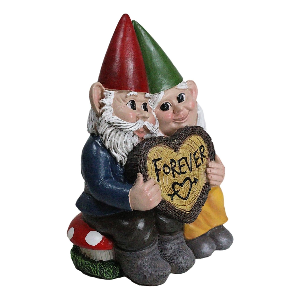 Ebros Whimsical Mr and Mrs Gnome Hobbit Couple Sitting On Toadstool Mushrooms Statue 6.25" Tall 'Forever Love Struck' Gnomes Home Decor Sculpture Figurine
