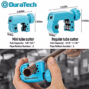 DURATECH Mini Tubing Cutter 1/8"-3/4"(3-19MM), Copper, Aluminum, Brass And Plastic Tubing Compact Cutter, With Replacement Wheel