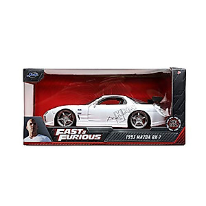 Jada Toys Fast & Furious 1:24 1992 Mazda RX-7 Die-cast Car, Toys for Kids and Adults, White