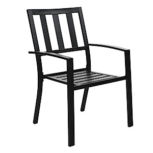 MFSTUDIO 2 Piece Patio Wrought Iron Dining Seating Chair - Supports 300 LBS,(Black)