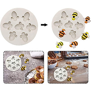 7 Cavity Bumble Bee Silicone Mold for Chocolate, DIY Soap Mould,3D Bee Day Beehive Honeycomb, Mold for Cupcake Cake Topper Decoration Fondant Mold Ice Cube Desserts Candy