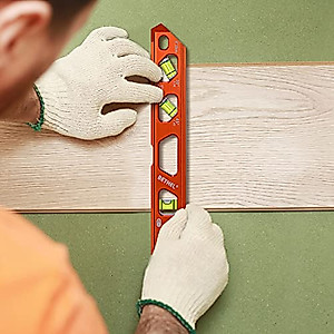 BETHEL Torpedo Level, Magnetic Conduit Level with 4 Vials, V-Groove and Magnet Track, Aluminum Alloy Construction, High Viz Orange (9 inch)