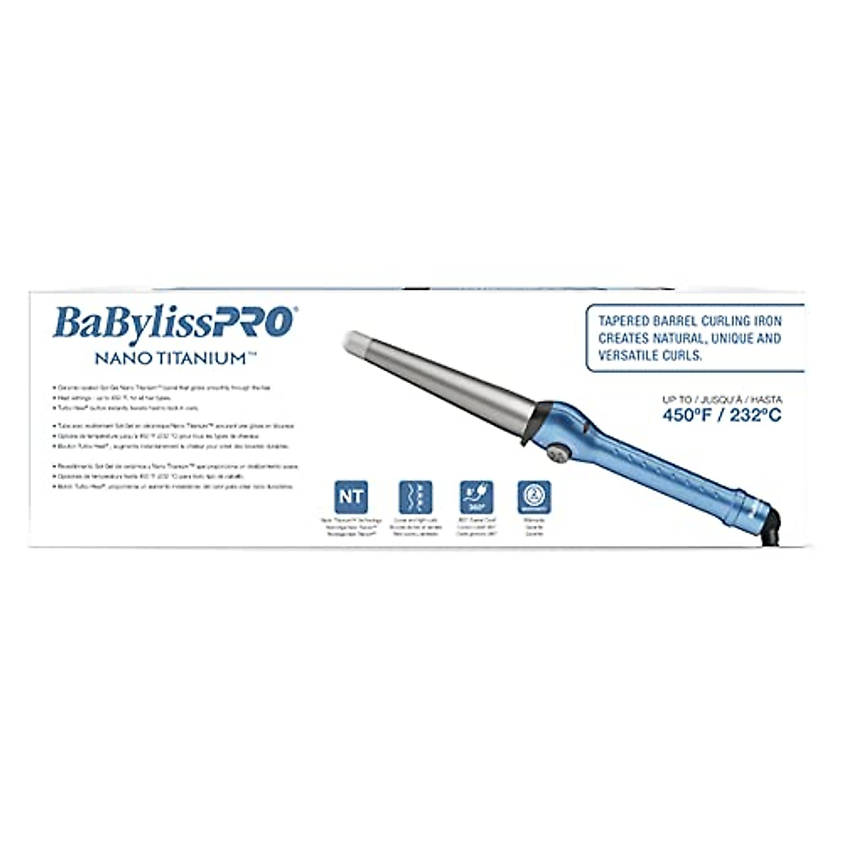 BaBylissPRO Nano Titanium Conicurl Iron , 1-1/4"