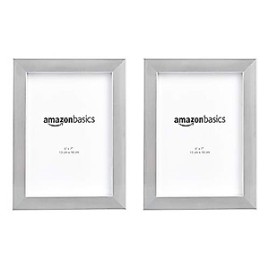 Amazon Basics Rectangular Photo Picture Frame, 5" x 7", Pack of 2, Nickel