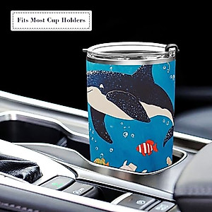 sanluoli Some Dolphin Sea Animals Blue Stainless Steel insulated water bottle with Straw Lid coffee travel mug 20oz for Home, Office or Car Aesthetic Vacuum Insulated Tumbler 20 OZ