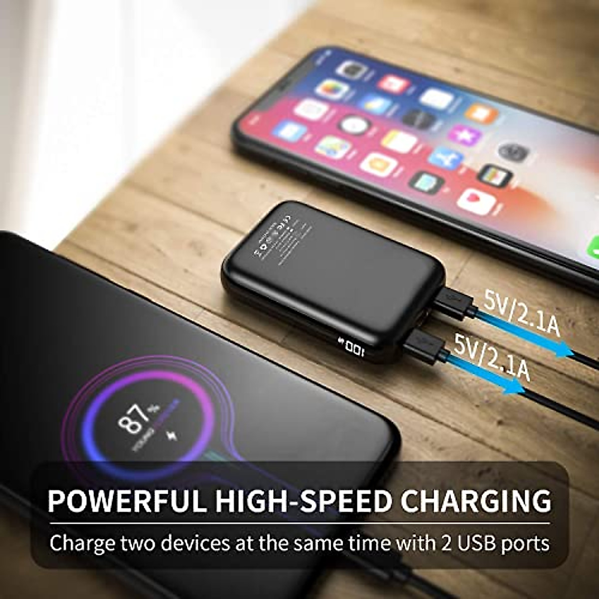 MRBIU 5v 2a Heated Vest Battery Pack,Micro Power Bank 10000mah for Heated Jacket,Dual USB LCD Display Portable Charger,External Battery for iPhone, Android etc.