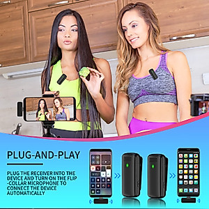 Zooblu Professional Wireless Lavalier Microphone,for iPhone iPad Android with Charging case,for Video Recording,Interview,Automatic Noise Reduction - 2-in-1