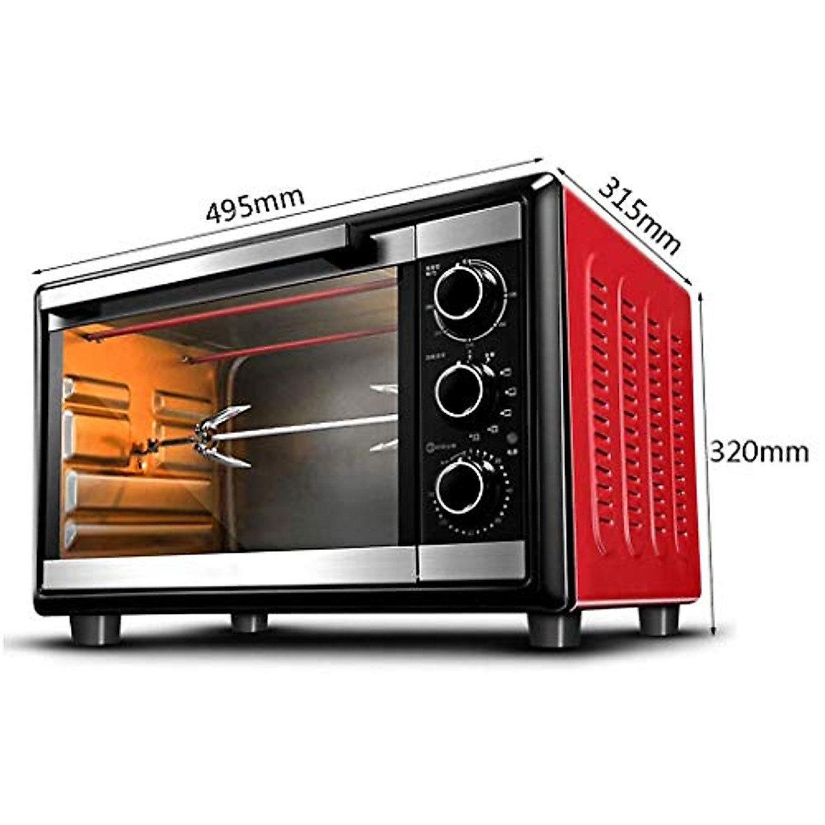 30L Toaster Oven, Multi-function Stainless Steel Finish with Four-layer Household and Commercial Eight-tube Rotary Fork Full Automatic Baking