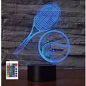 FXUS 3D Tennis Night Light Remote Control Touch Switch 16 Color Change LED Table Desk Lamp Home Decoration Toy Birthday Children Gift