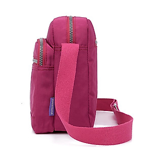 Blostirno Nylon Casual Shoulder Handbag Multi Pocket Crossbody Bag Waterproof Purse for Women Grape Purple